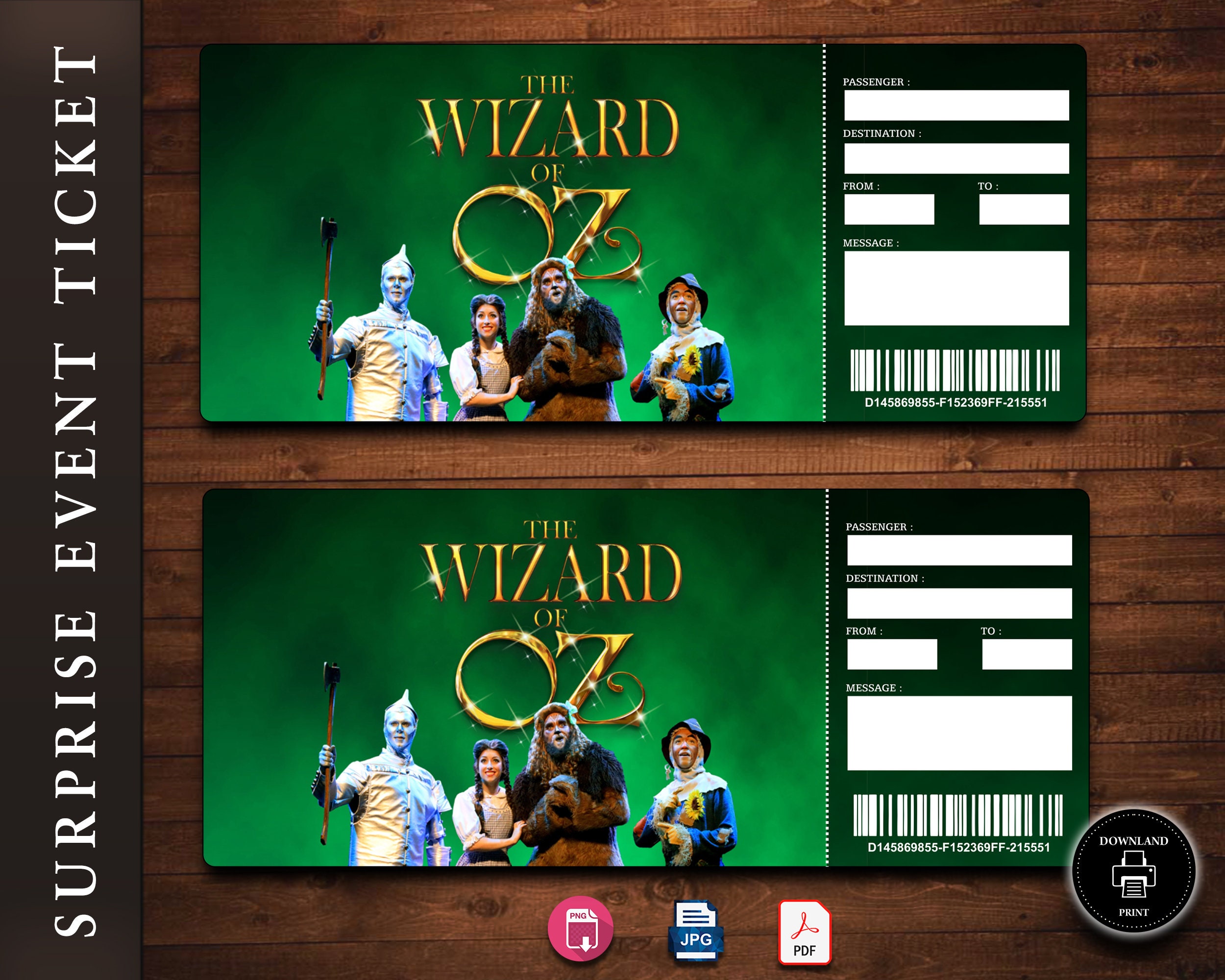 Printable the Wizard of Oz Broadway Surprise Ticket.musical - Etsy