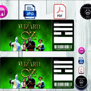 Printable the Wizard of Oz Broadway Surprise Ticket.musical Theatre ...
