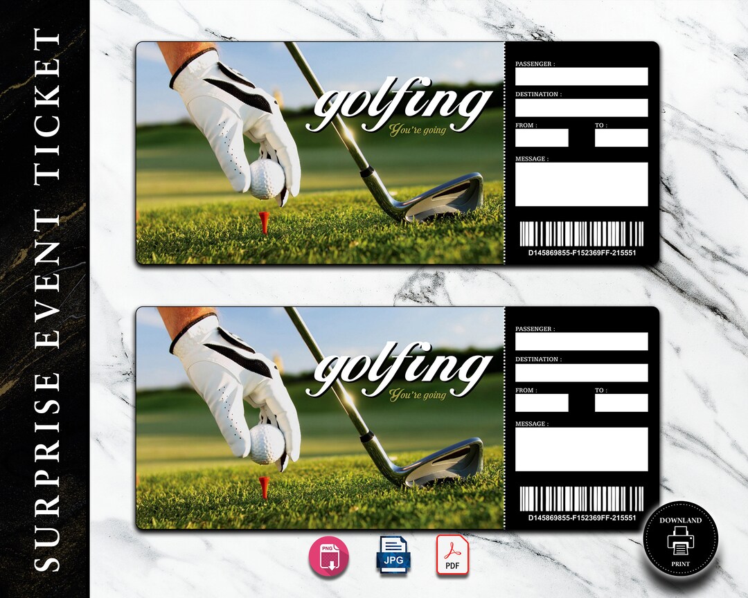 Printable GOLFING Surprise Gift Ticket. Golf Certificate - Etsy Australia