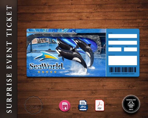 Printable SEA WORLD Surprise Trip Gift Ticket. Boarding Pass - Etsy