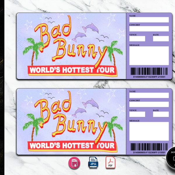 World Tour Ticket Template - Etsy