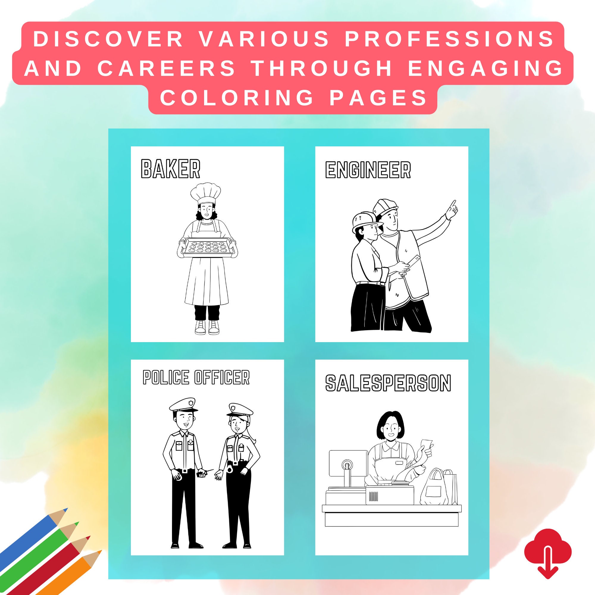 Occupations and Jobs - Coloring Pages for Kids - Etsy