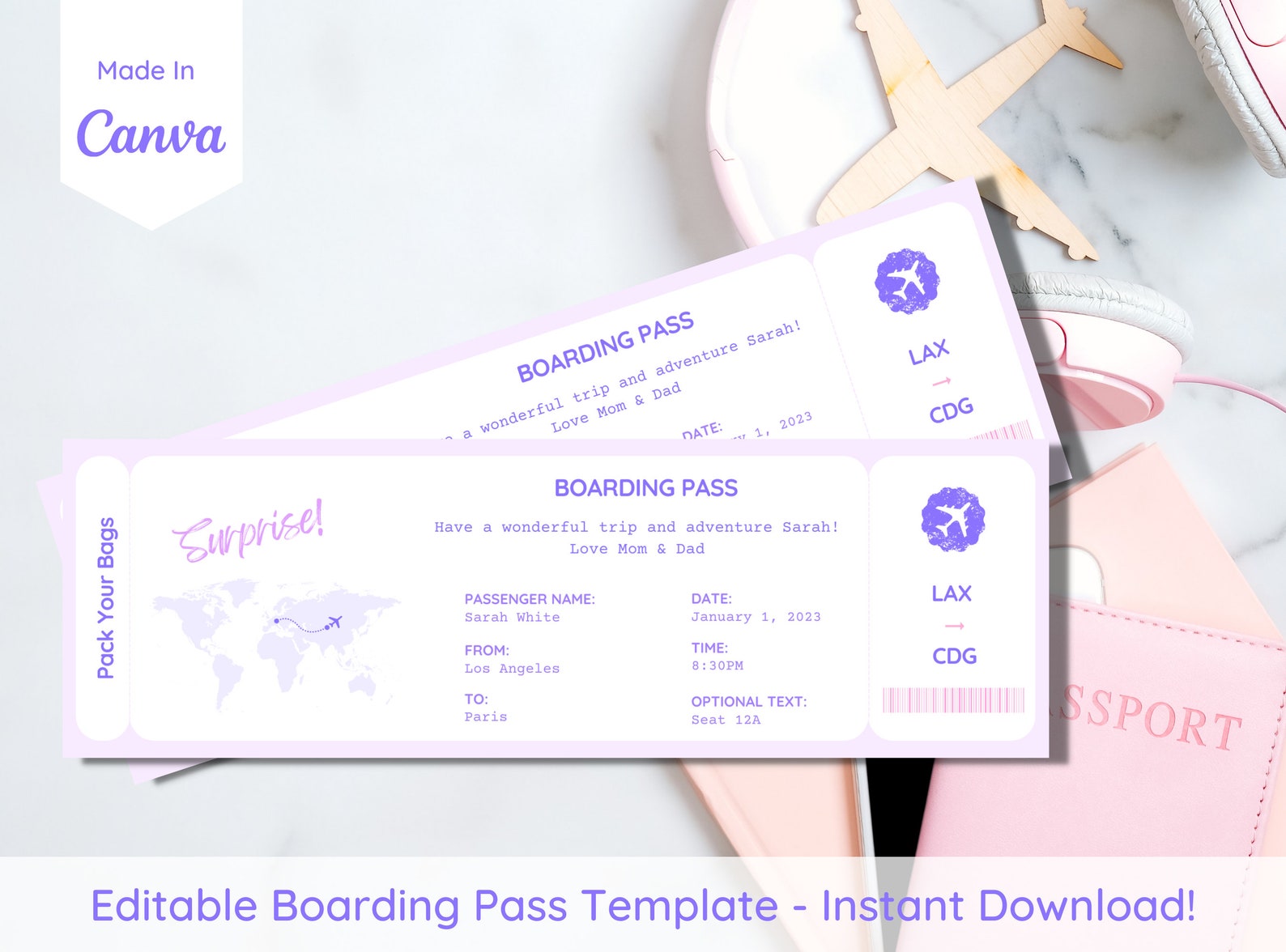 Editable Boarding Pass Template Custom Boarding Card - Etsy