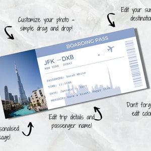 Editable Boarding Pass Template - Custom Boarding Card - Printable ...