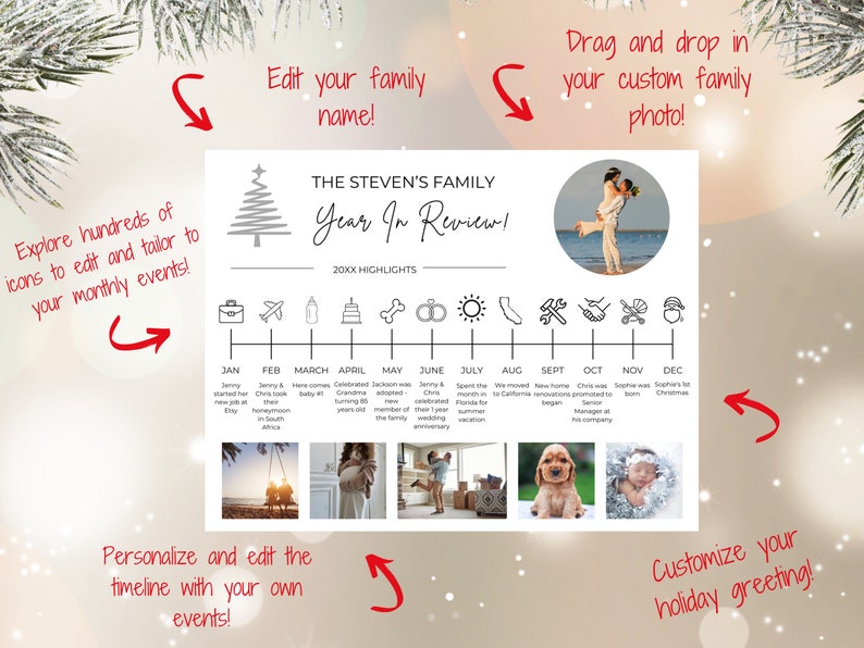 Christmas Newsletter Template, Year in Review, Photo Christmas Card ...