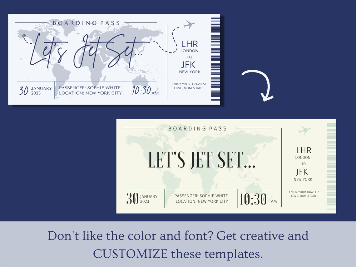 Editable Boarding Pass Template Custom Boarding Card - Etsy
