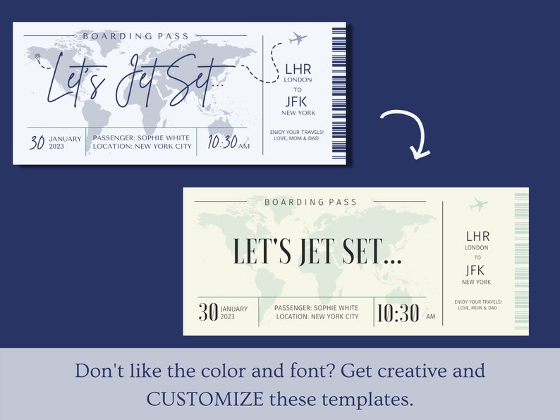 Editable Boarding Pass Template Custom Boarding Card - Etsy