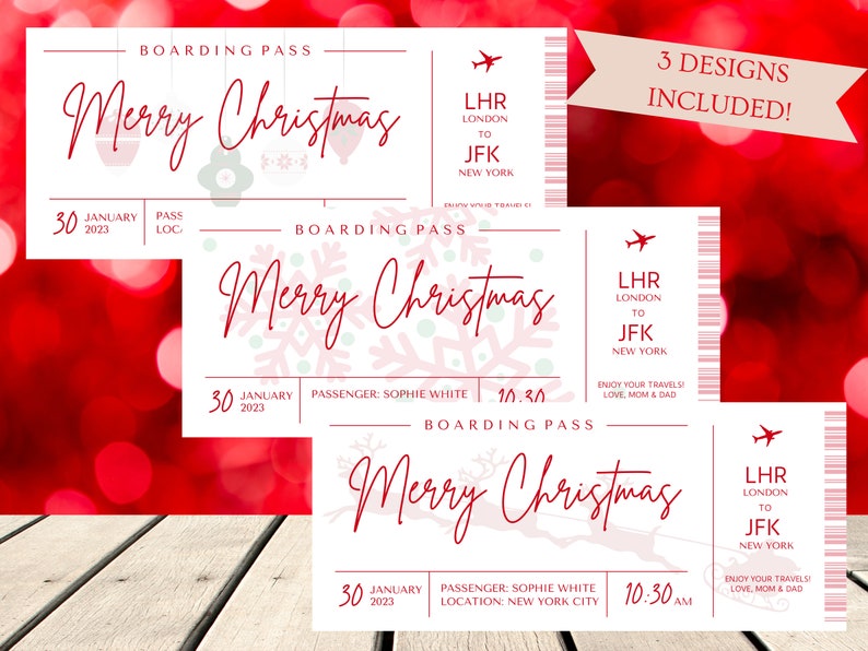 Editable Christmas Boarding Pass Template Bundle, Custom Boarding Card ...