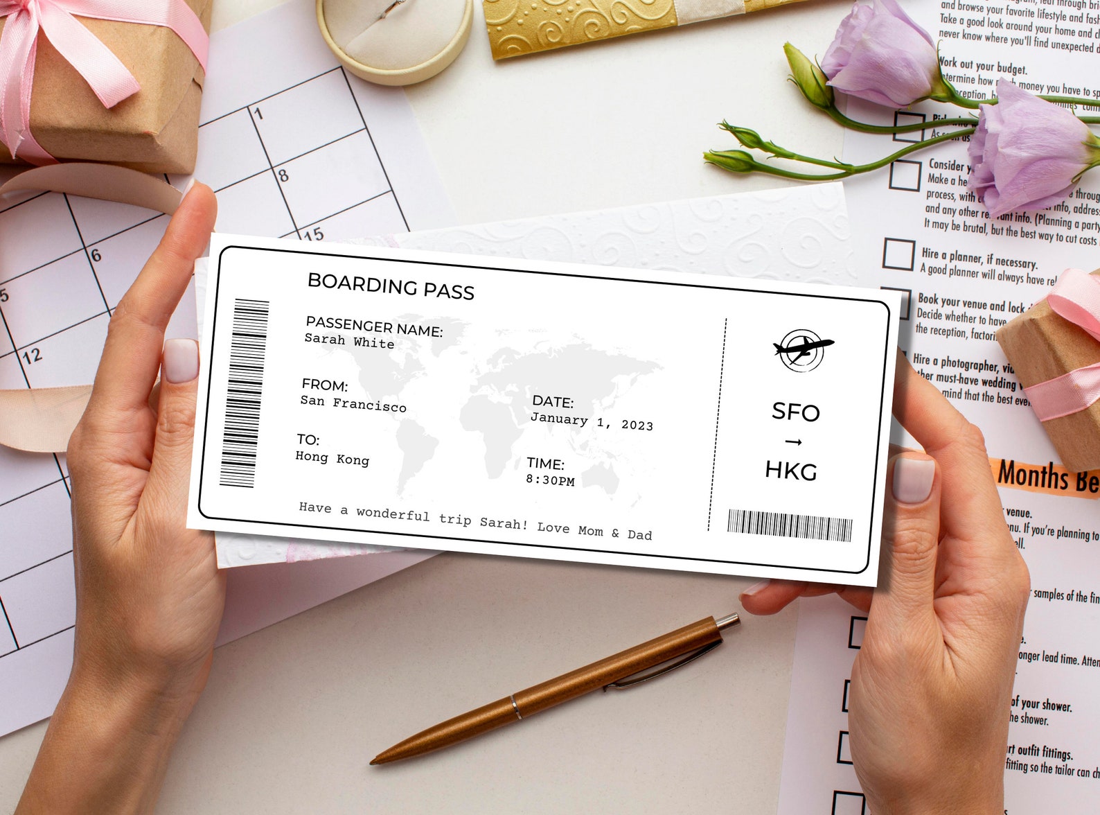 Editable Boarding Pass Template - Custom Boarding Card - Printable ...