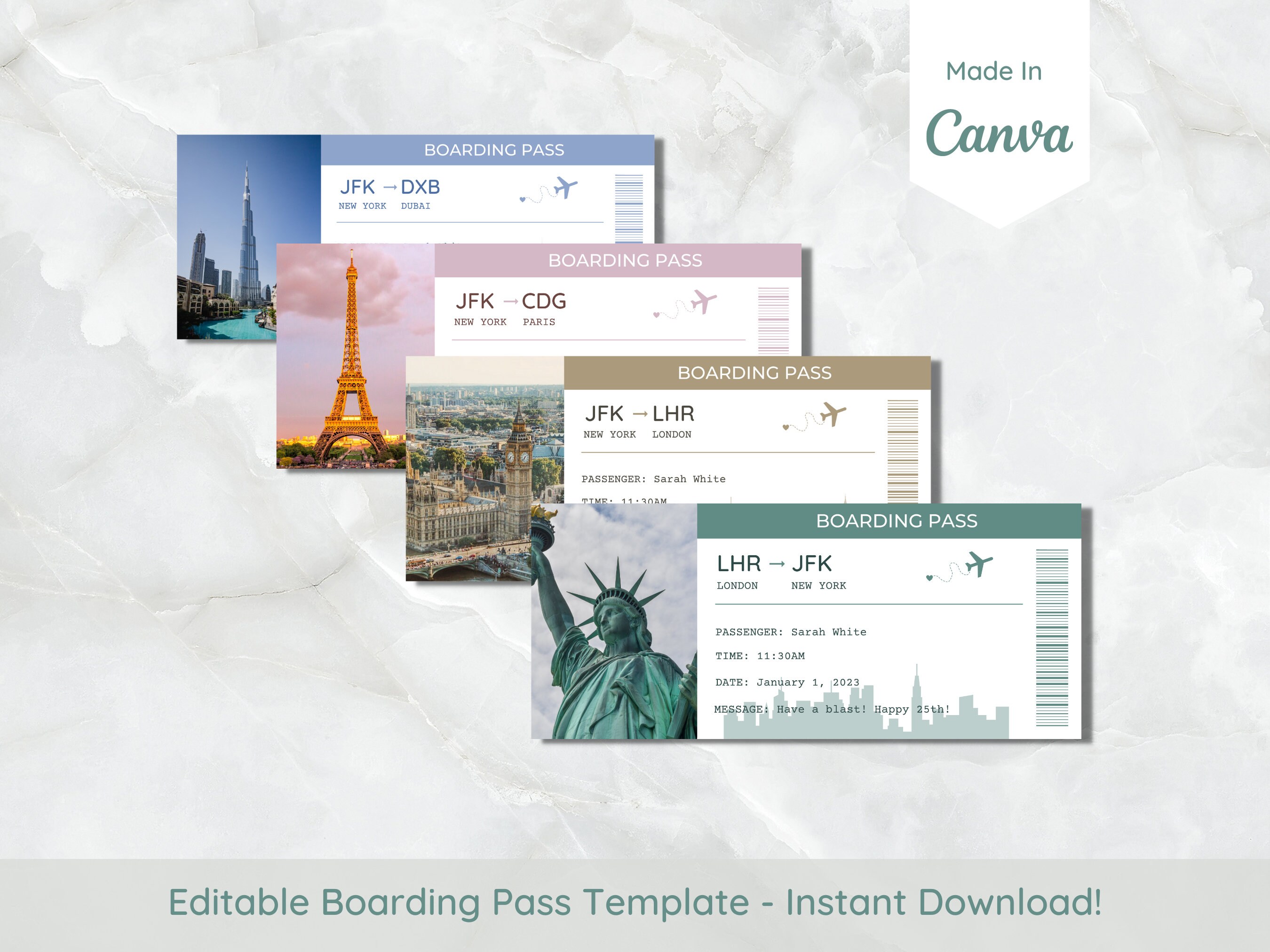 Editable Boarding Pass Template - Custom Boarding Card - Printable ...