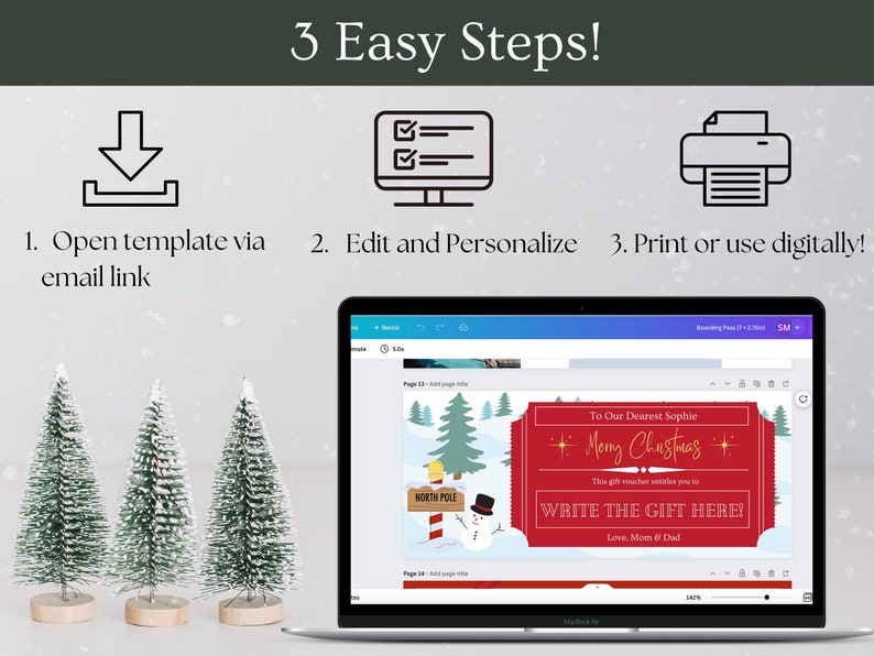 Christmas Gift Voucher Template, Christmas Gift Coupon, Custom ...