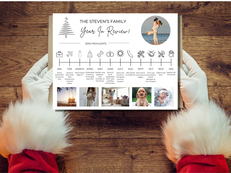 Christmas Newsletter Template, Year in Review, Photo Christmas Card ...