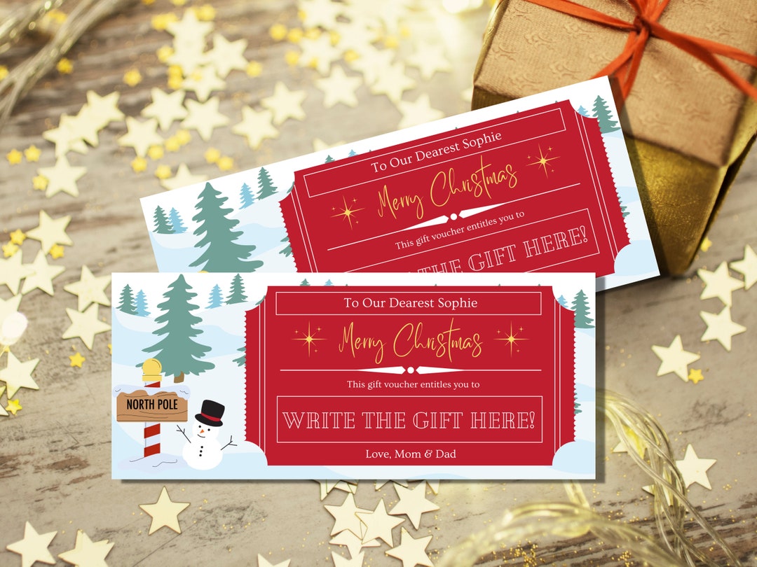 Christmas Gift Voucher Template, Christmas Gift Coupon, Custom ...