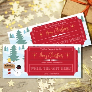 Christmas Gift Voucher Template, Christmas Gift Coupon, Custom ...