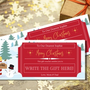 Christmas Gift Voucher Template, Christmas Gift Coupon, Custom ...