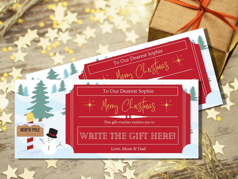 Christmas Gift Voucher Template, Christmas Gift Coupon, Custom ...