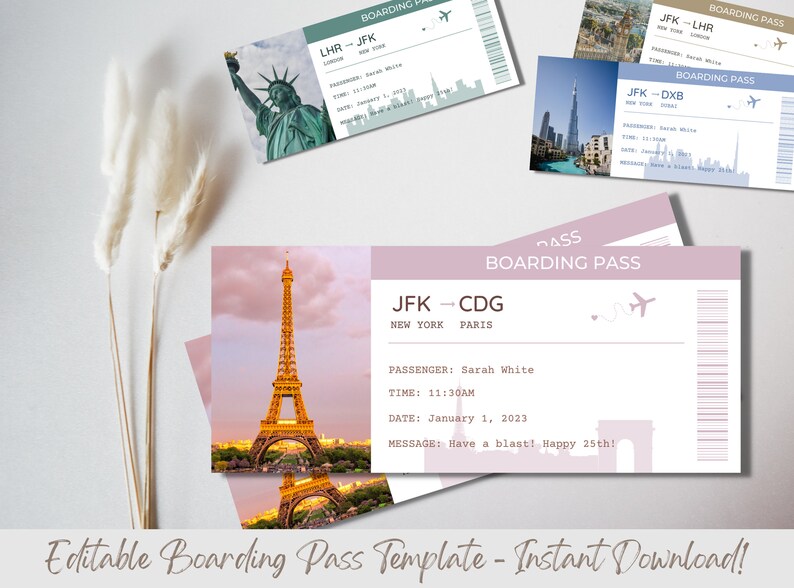 Editable Boarding Pass Template Custom Boarding Card - Etsy UK