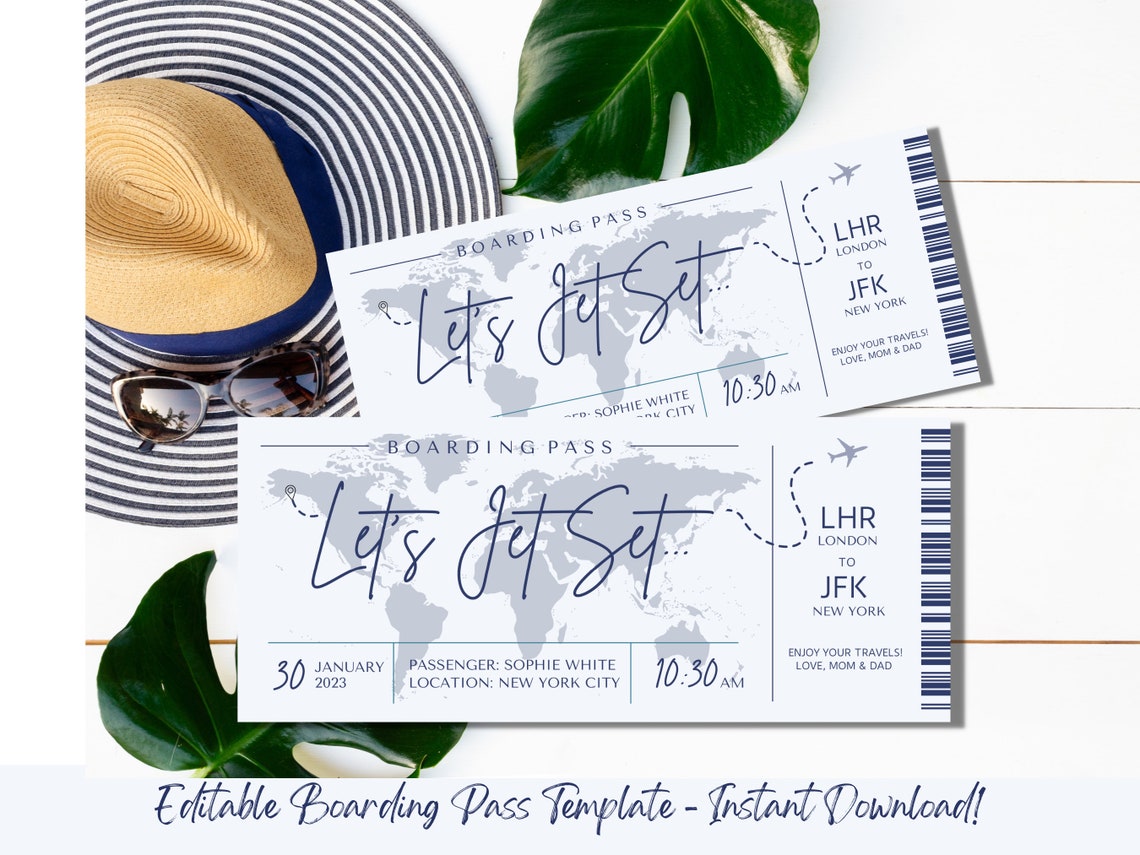Editable Boarding Pass Template Custom Boarding Card - Etsy