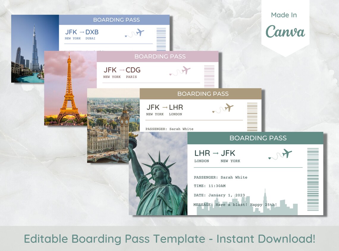 Editable Boarding Pass Template - Custom Boarding Card - Printable ...