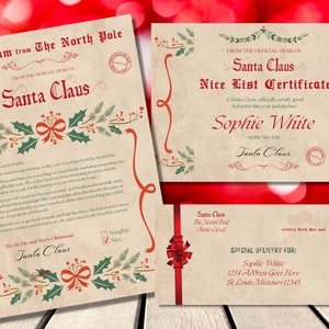 Letter From Santa Template, Nice List Certificate, Official Santa Claus ...