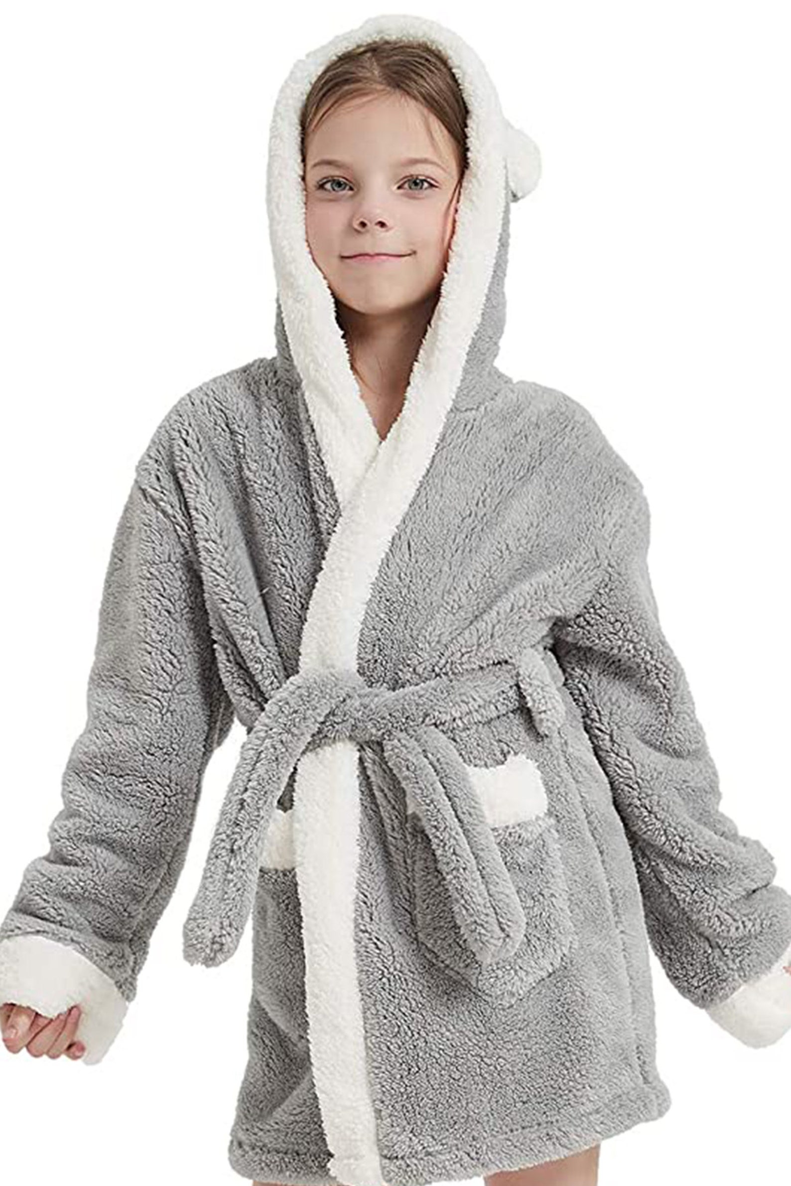 Super Soft Plush Hooded Kid's Robe Unisex Children and Kids Bathrobe ...