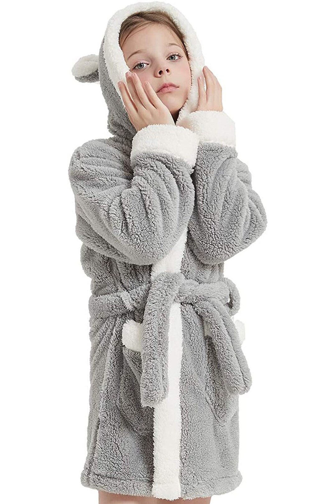 Super Soft Plush Hooded Kid's Robe Unisex Children and Kids Bathrobe ...