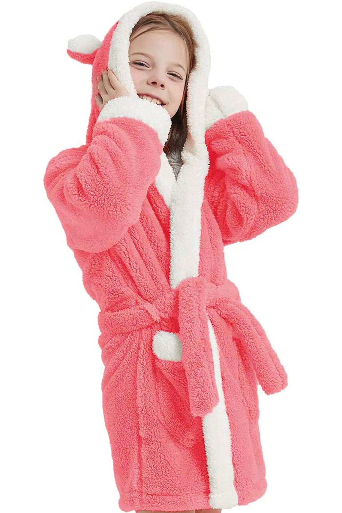 Super Soft Plush Hooded Kid's Robe Unisex Children and Kids Bathrobe ...