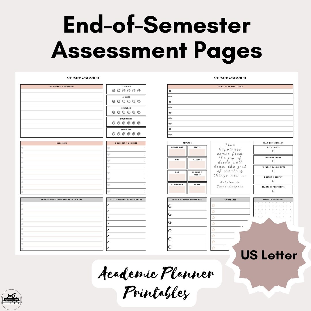 End-of-semester Assessent Planner Pages, Academic Planner for ...