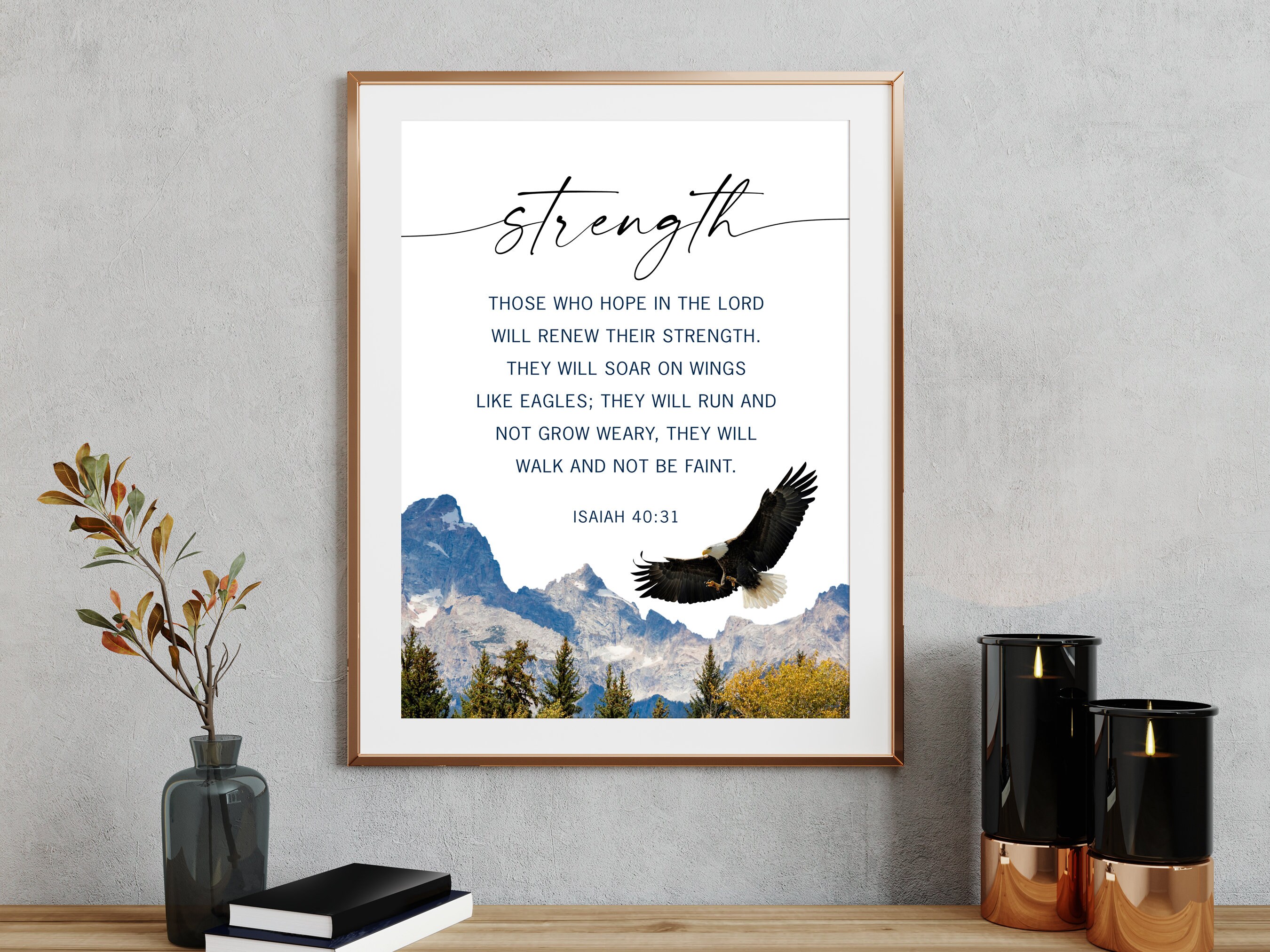 Isaiah 40:31 Printable Wall Art, Eagles Wings, Strength, Bible Verse ...