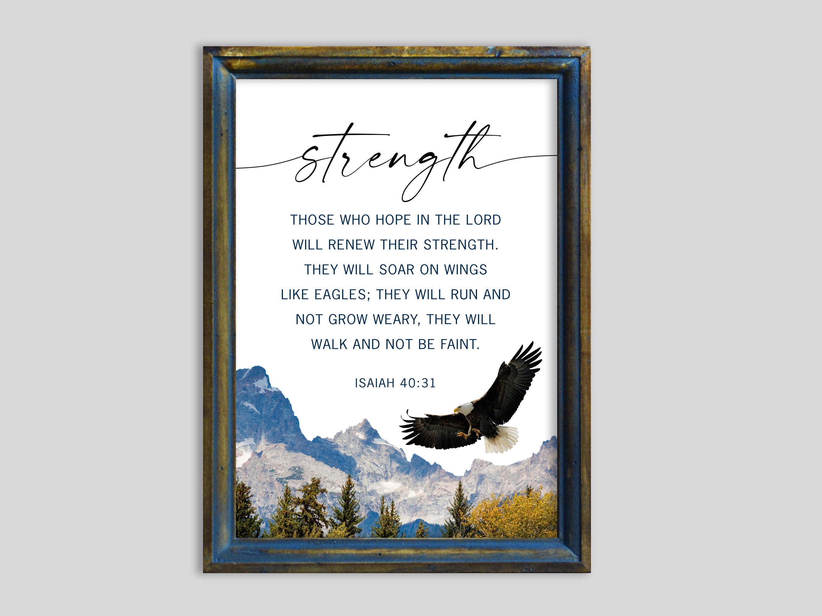 Isaiah 40:31 Printable Wall Art, Eagles Wings, Strength, Bible Verse ...