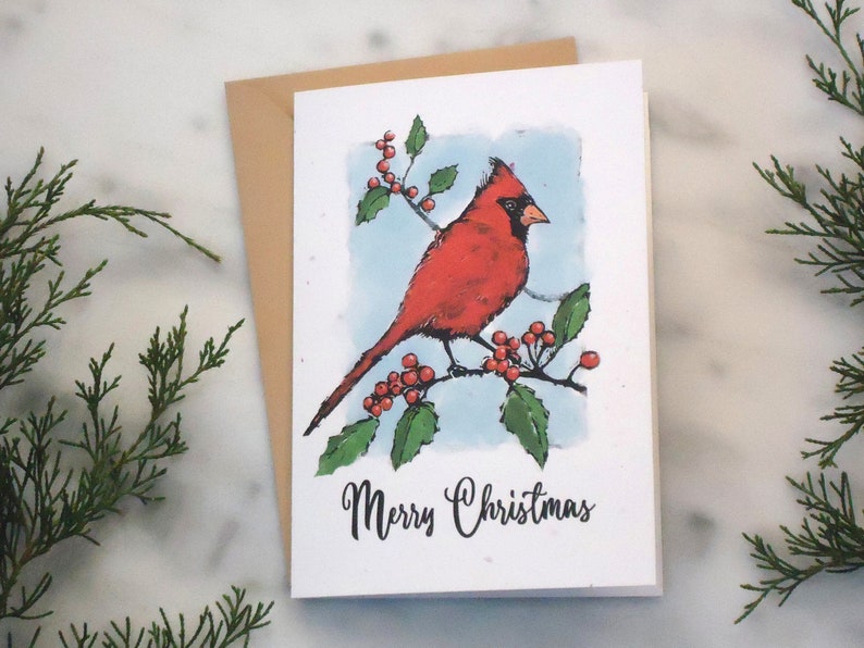 Cardinal Christmas Card | Printable Card | Digital Download | Woodcut ...