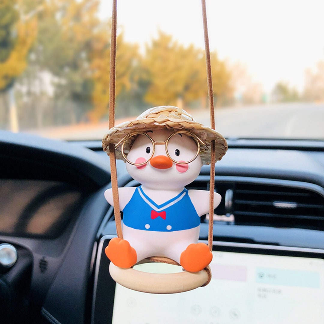 Swing Duck Car Hanging, Cute Car Accessories, Car Rearview Mirror ...
