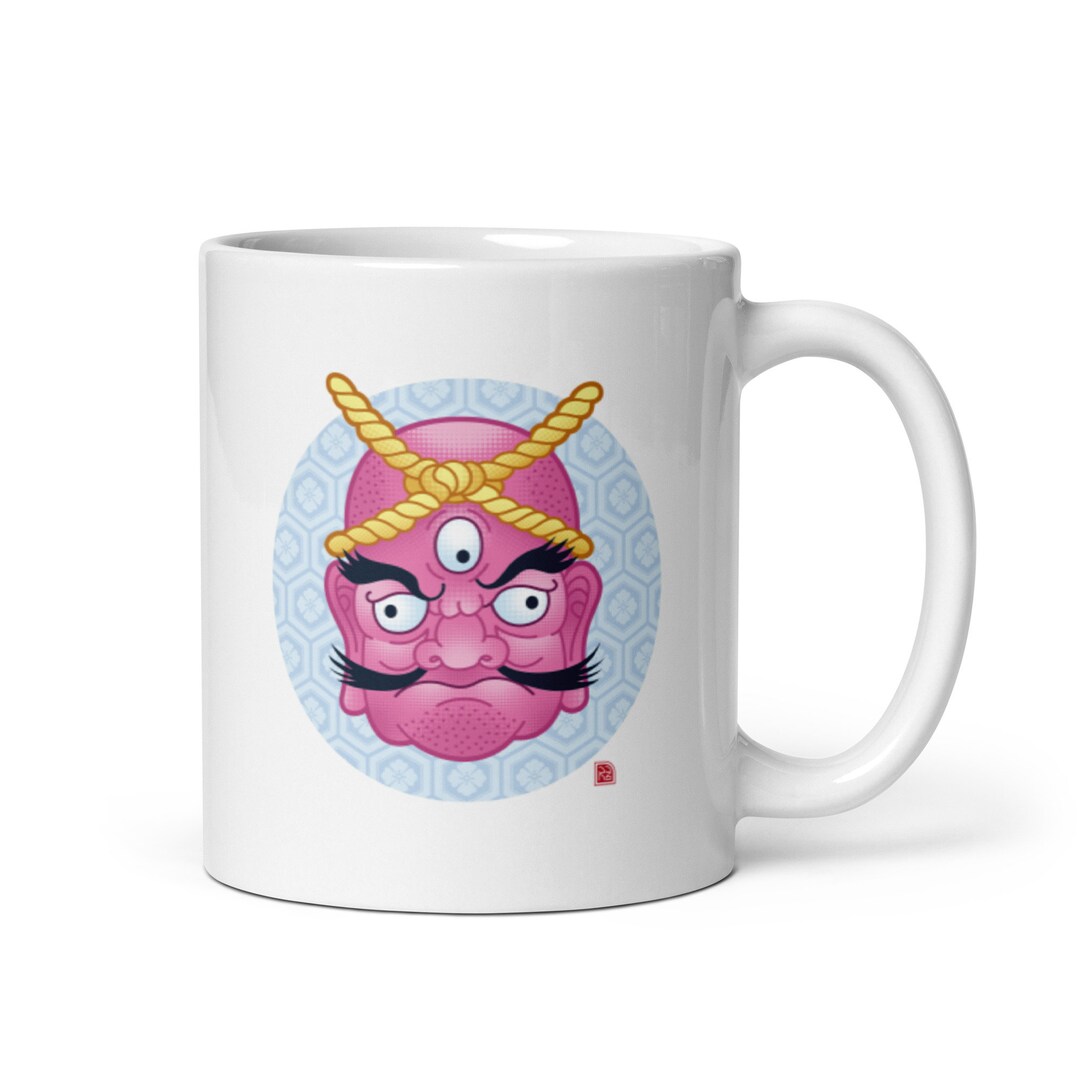 Ceramic Mug Printed With Japanese Demon Pattern MITTSUME NO BAKEMONO - Etsy