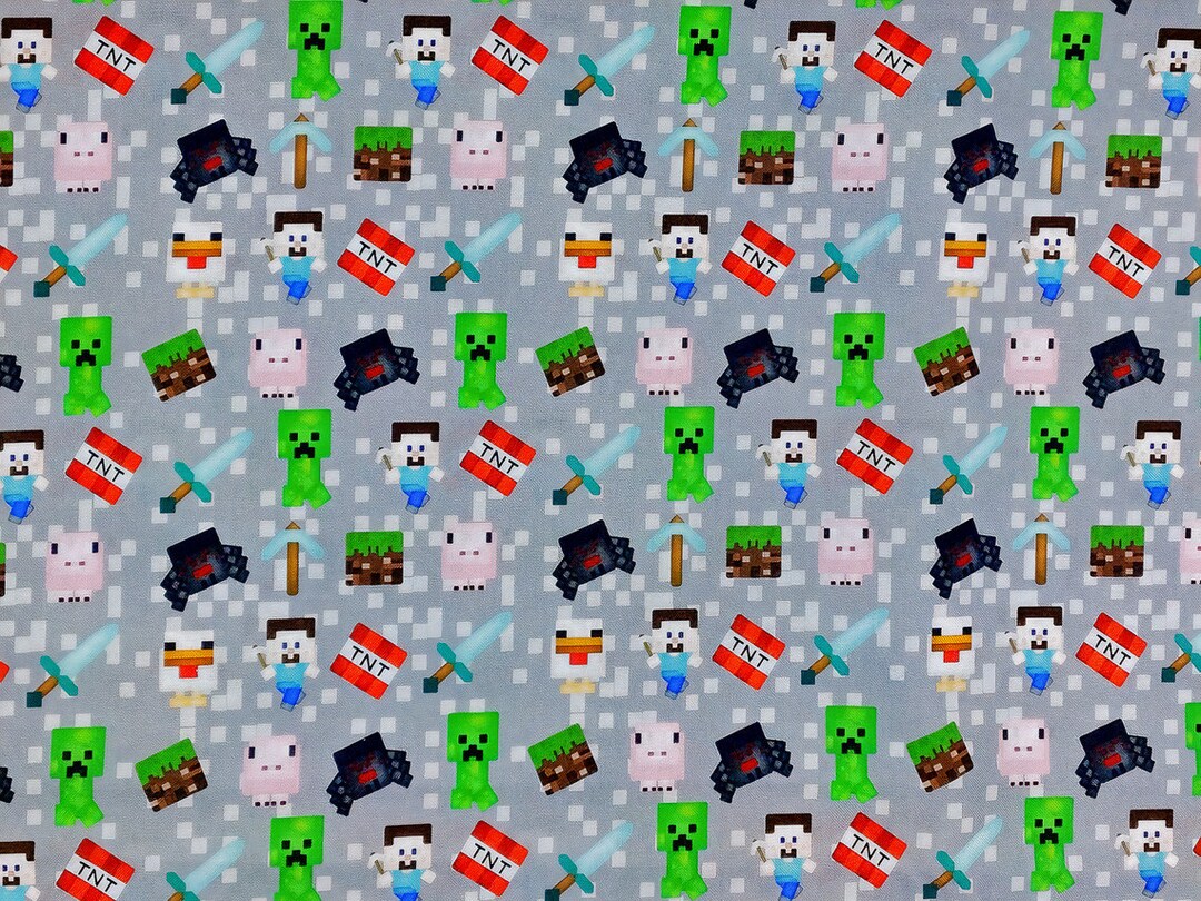 Grey Minecraft 100 Polyester Stoff 100 Gro ware Cartoon Etsy de grey-minecraft-100-polyester-stoff-100-gro-ware-cartoon-etsy-de