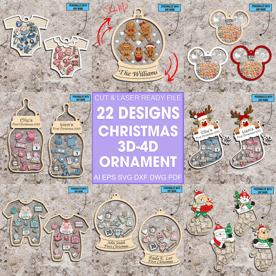 22+ Personalized 3D & 4D Christmas Ornament Svg Bundle, 4D Shake ...