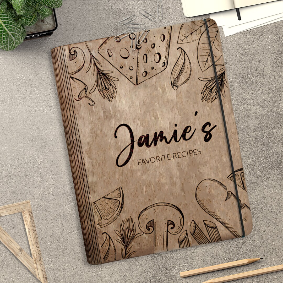 Personalized Recipe Book Cover Svg, Wooden Cookbook Recipes Laser Cut ...