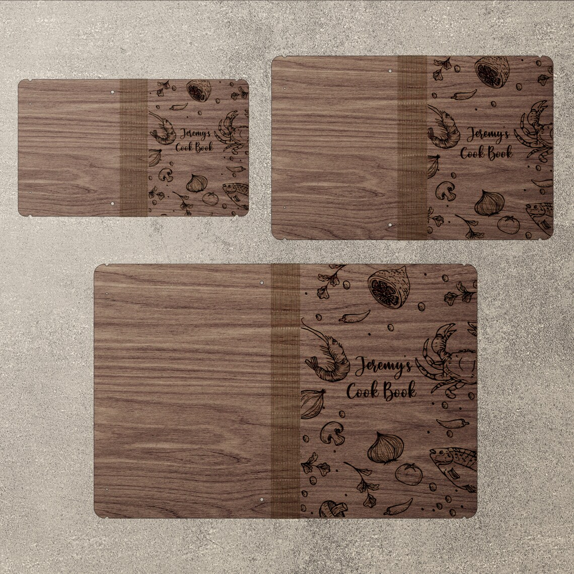 Personalized Recipe Book Cover Svg, Wooden Cookbook Recipes Laser Cut ...