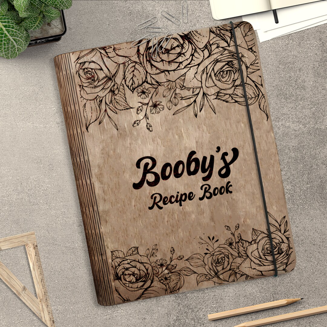 Personalized Floral Recipe Book Cover Svg, Wooden Cookbook Recipes ...