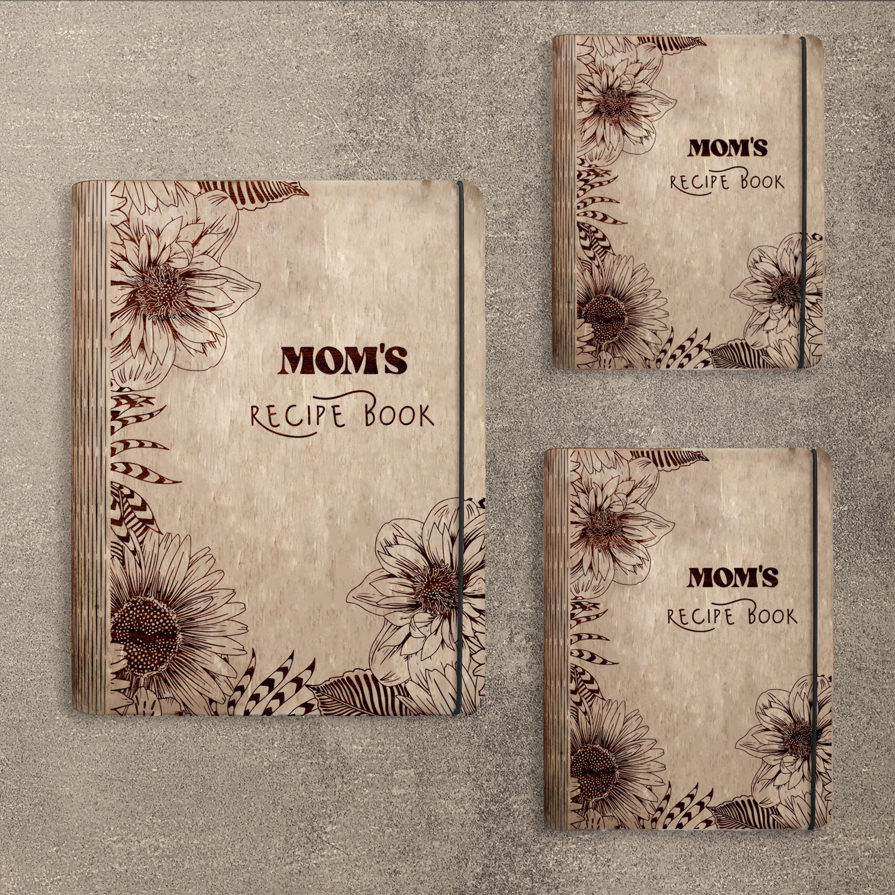 Personalized Floral Recipe Book Cover Svg, Wooden Cookbook Recipes ...