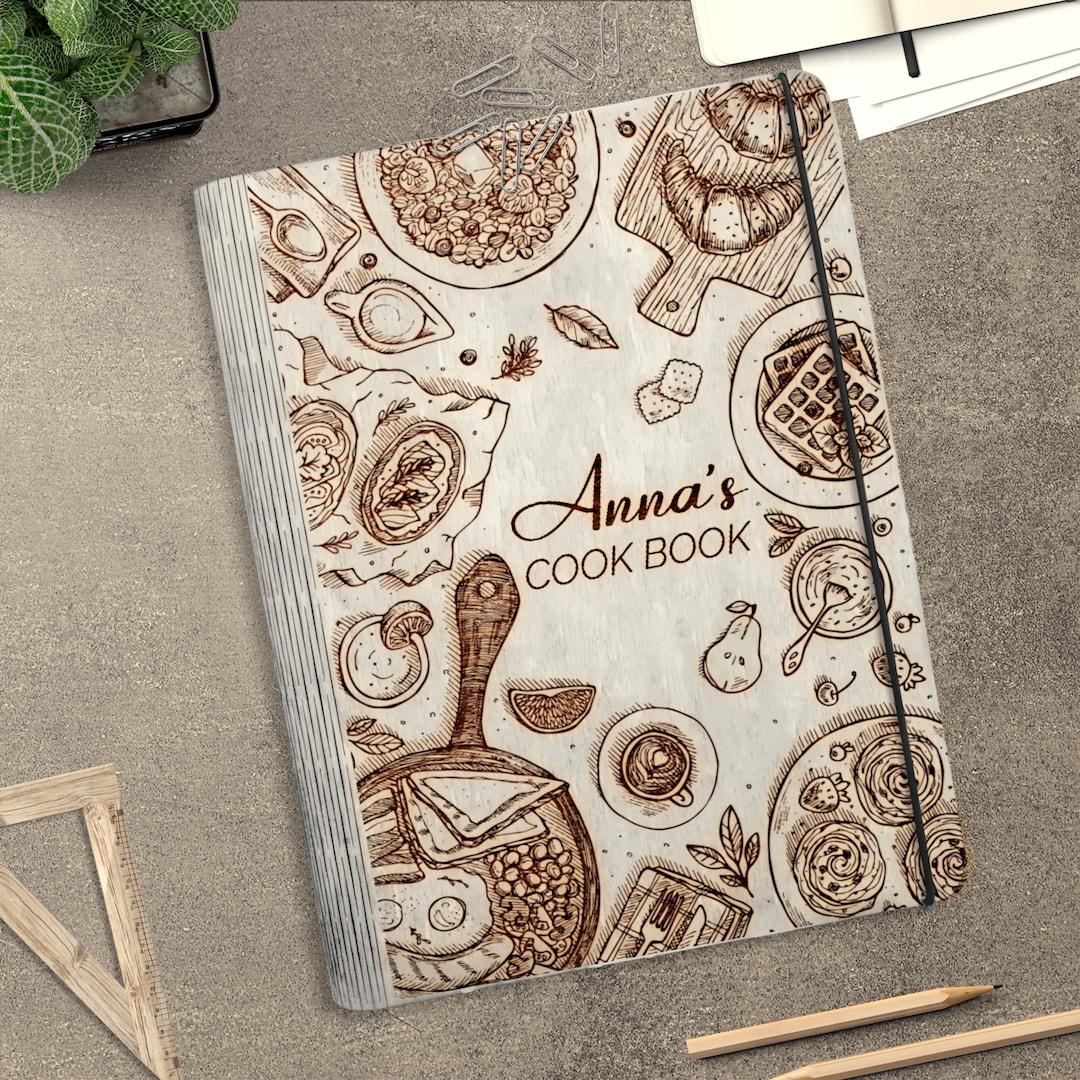 Personalized Recipe Book Cover Svg, Wooden Cookbook Recipes Laser Cut ...