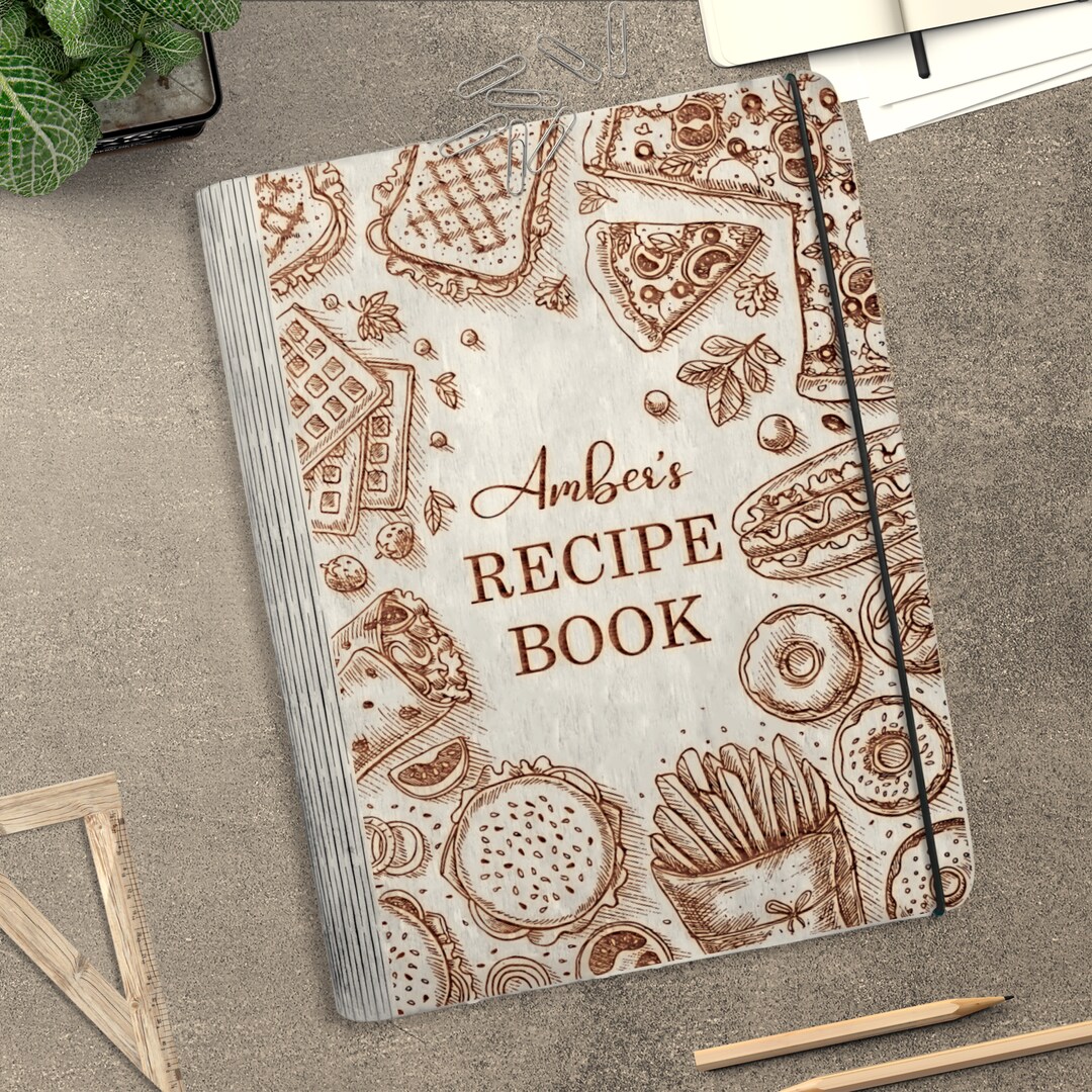 Personalized Recipe Book Cover Svg, Wooden Cookbook Recipes Laser Cut ...