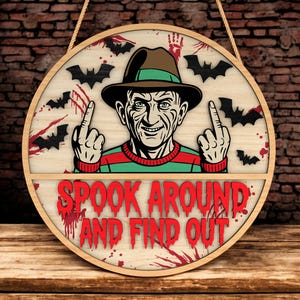 Freddy Halloween Laser Cut Sign SVG - Horror Wooden Wall Decor File SVG ...