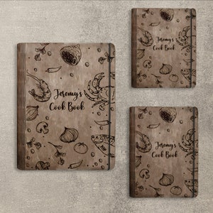 Personalized Recipe Book Cover Svg, Wooden Cookbook Recipes Laser Cut ...