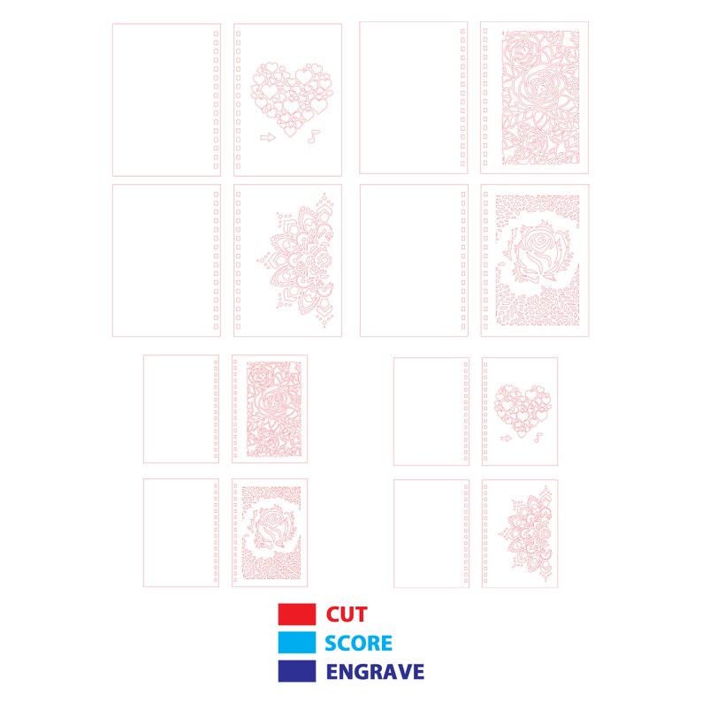 Rose Notebook Cover Svg,valentine Heart Notebook Svg,mandala Wooden ...