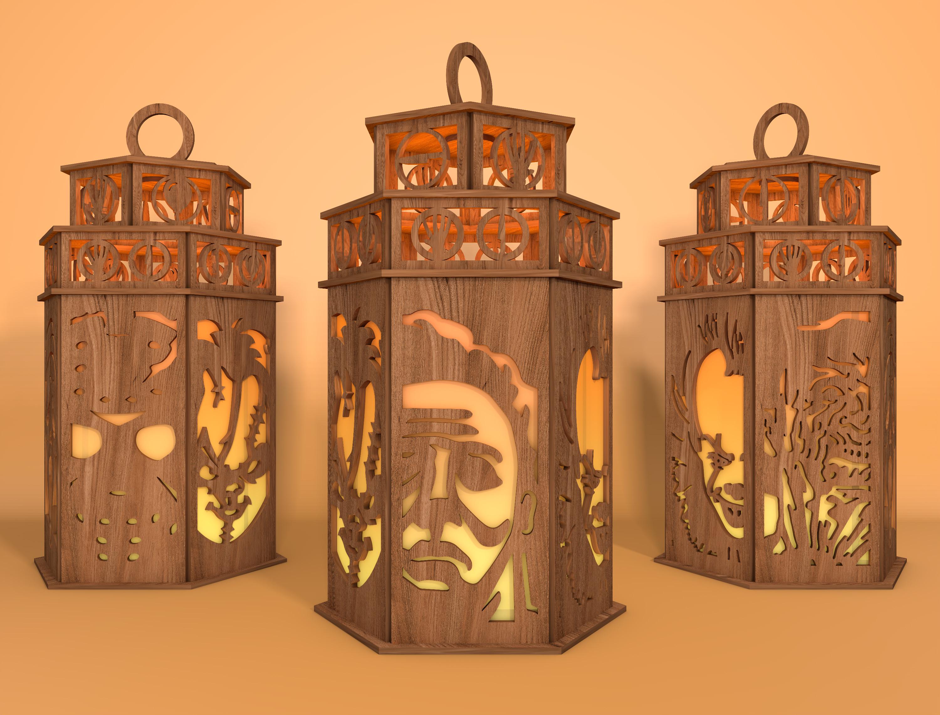 3D Horror Lantern Laser Cut File ,halloween Scene Lantern Svg, Night ...