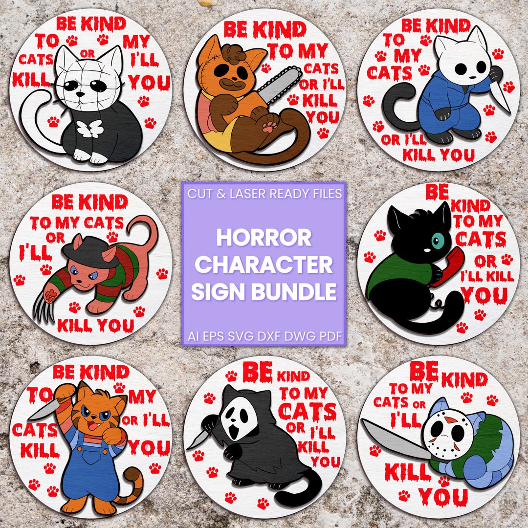 Horror Cat Door Sign Svg Halloween Door Sign Svg Horror - Etsy