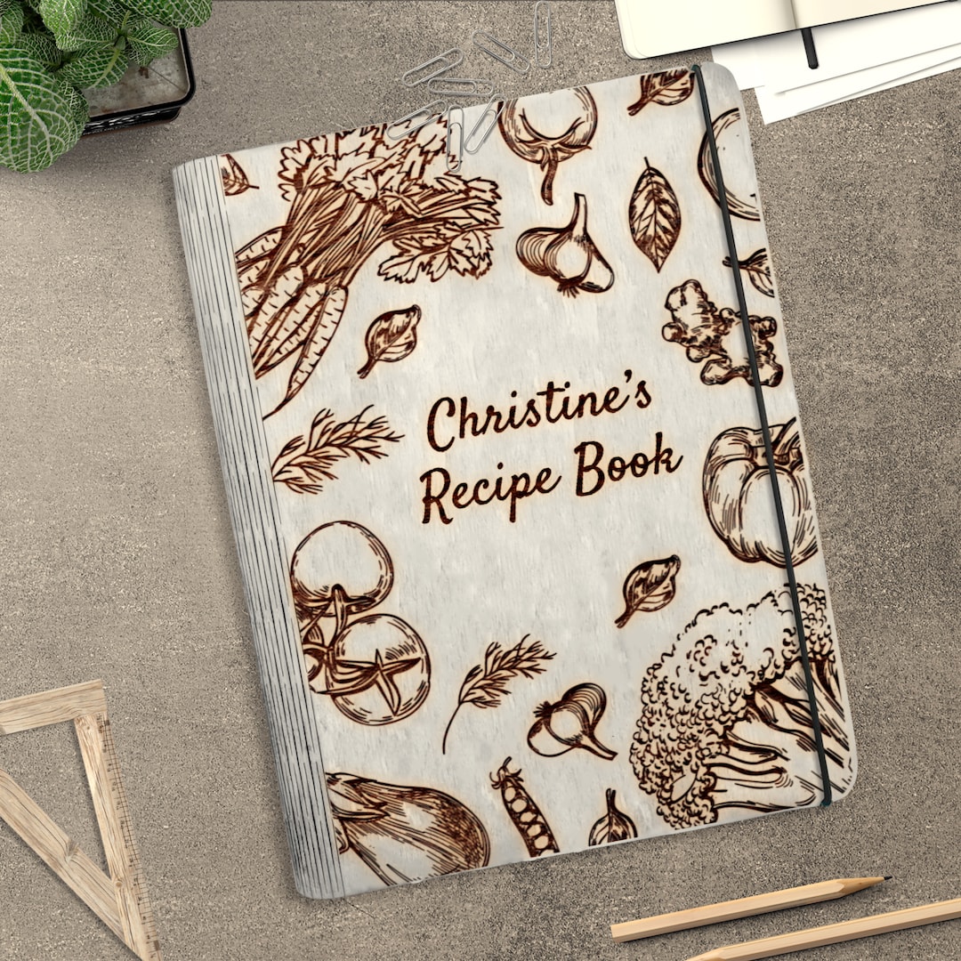 Personalized Recipe Book Cover Svg, Wooden Cookbook Recipes Laser Cut ...