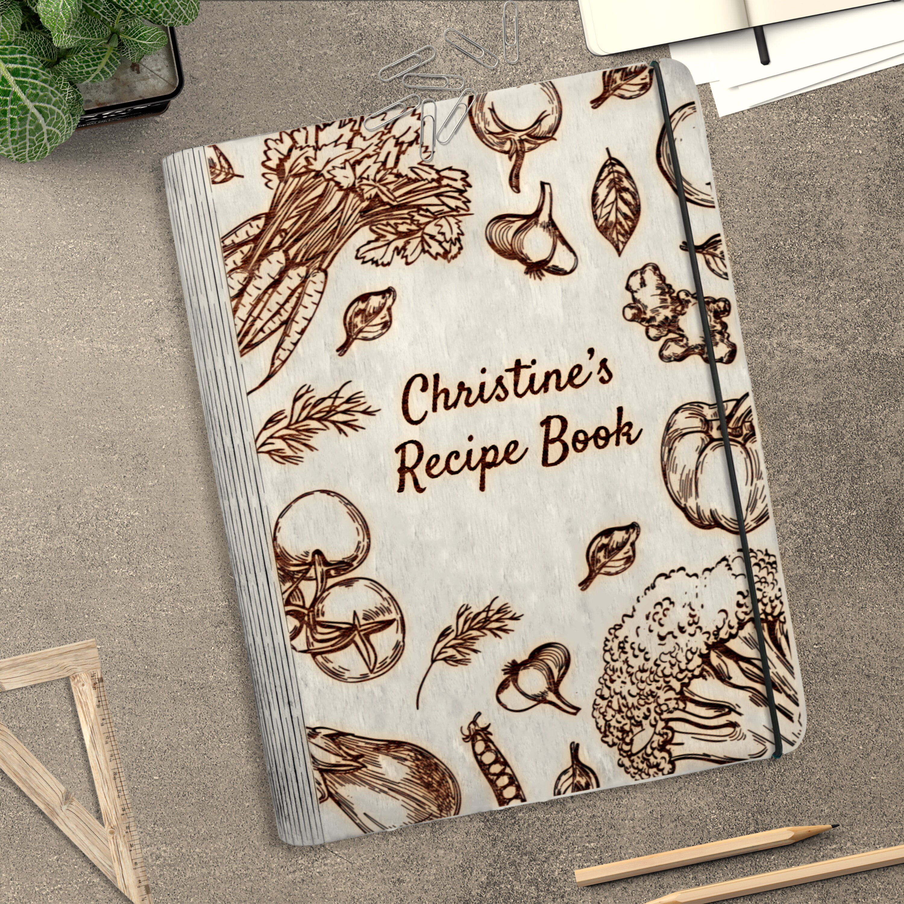 Personalized Recipe Book Cover Svg, Wooden Cookbook Recipes Laser Cut ...