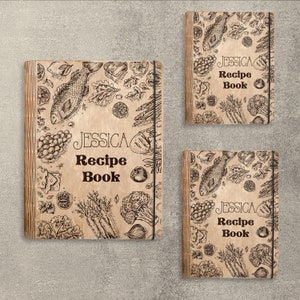 Personalized Recipe Book Cover Svg,wooden Cookbook Recipes Laser Cut ...
