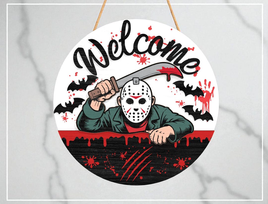 Bloody Welcome Door Sign SVG, Halloween Horror Mask Laser Cut File, 3mm ...